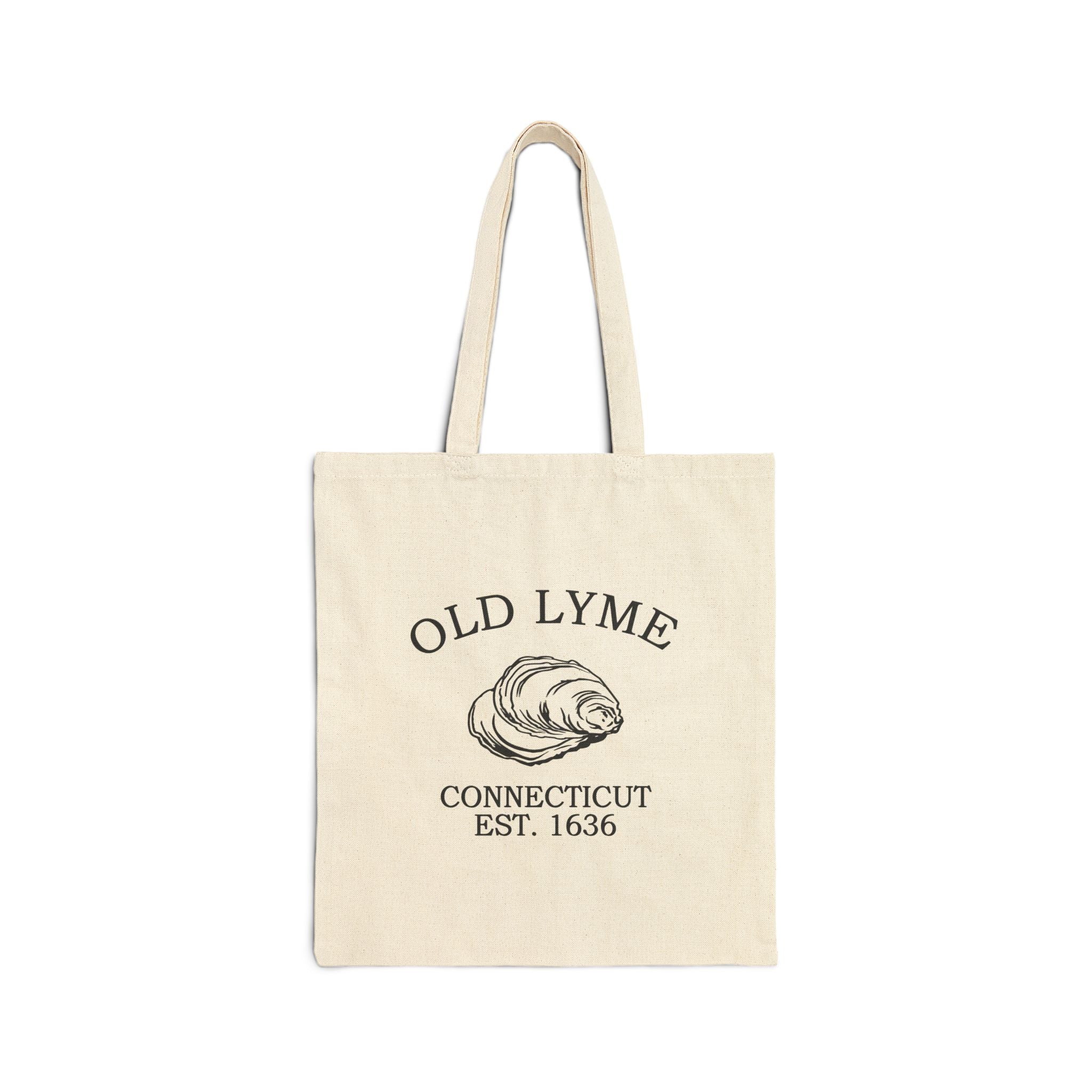 Old Lyme Connecticut Vintage Retro Cotton Canvas Tote Bag - Black Logo ...